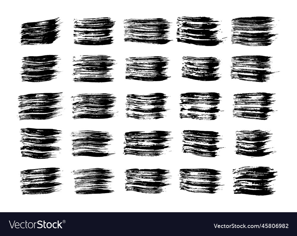 Set of black hand drawn brush strokes Royalty Free Vector