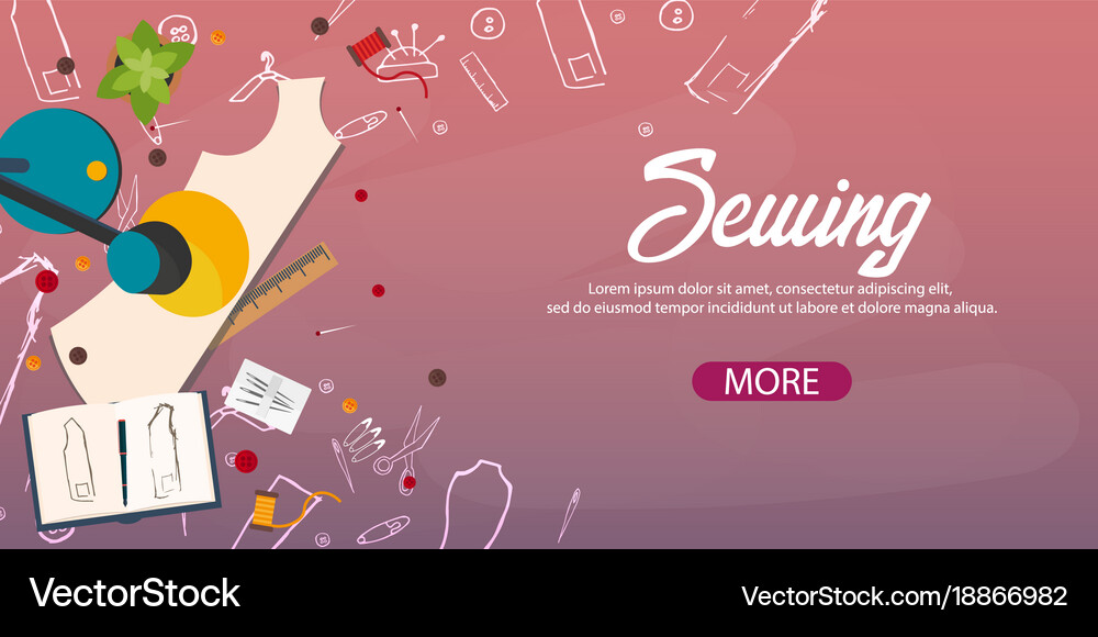 Tailor and seamstress banner sewing kit Royalty Free Vector
