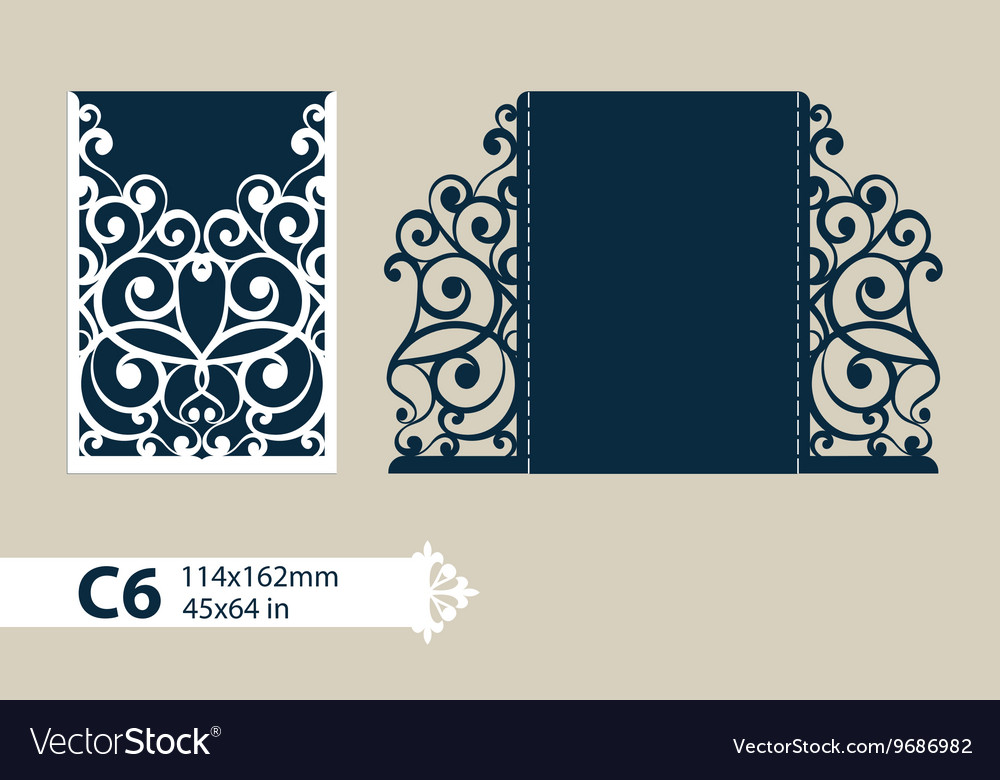 Template greeting card with openwork pattern Vector Image