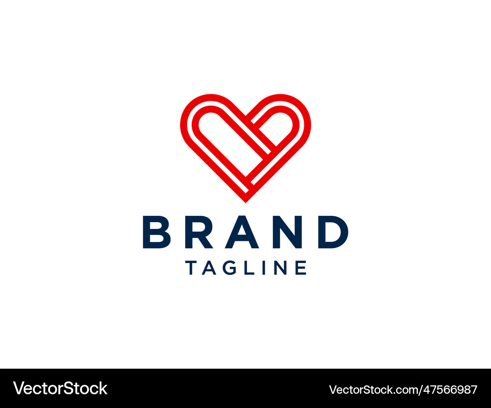 Abstract heart logo red decorative hand drawn Vector Image