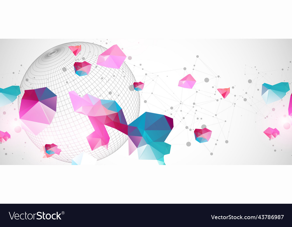 Abstract sphere background with plexus effect 3d Vector Image