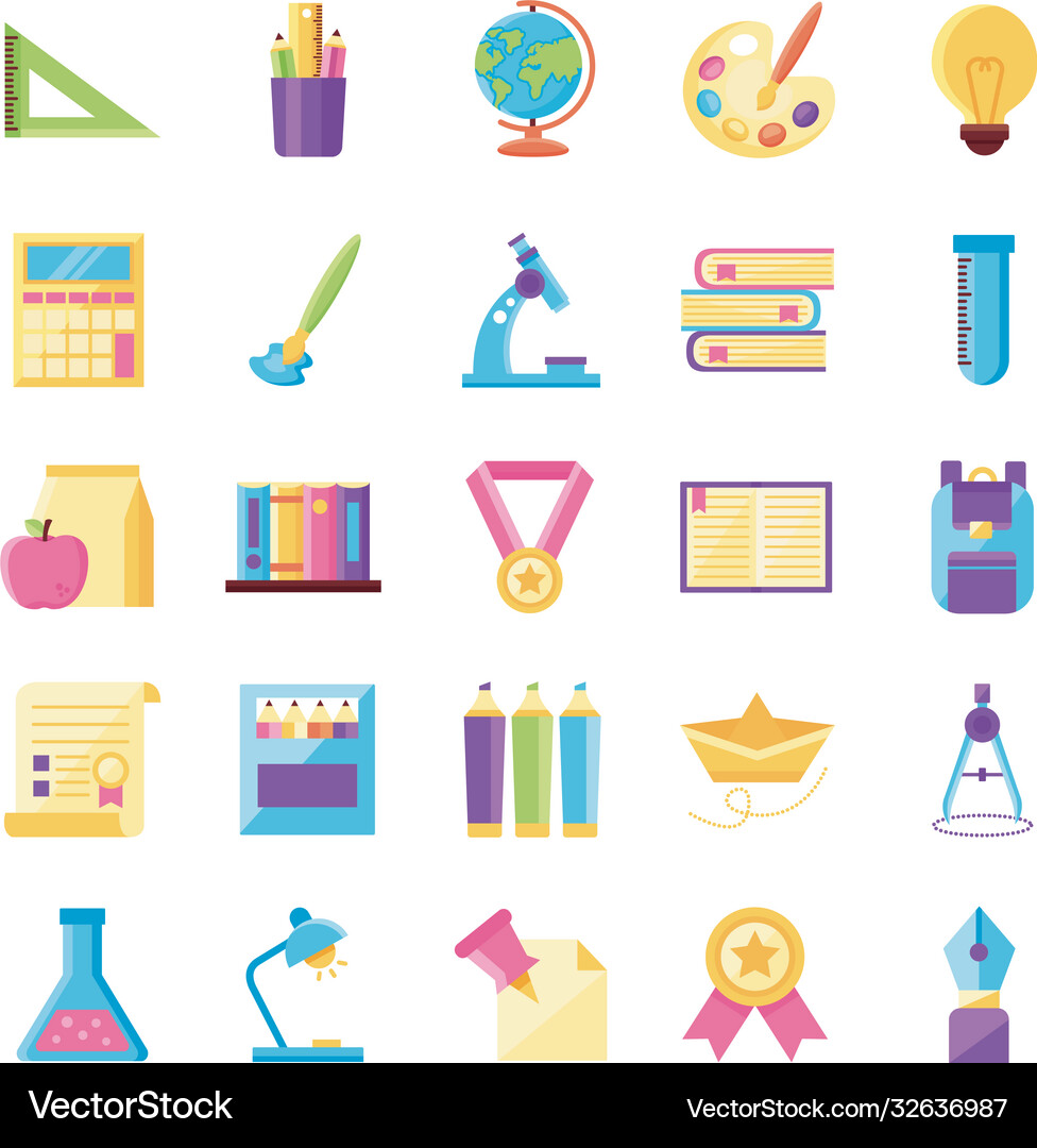 Bundle back to school supplies Royalty Free Vector Image