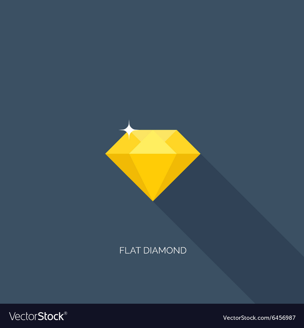 Flat diamond with shadow Royalty Free Vector Image