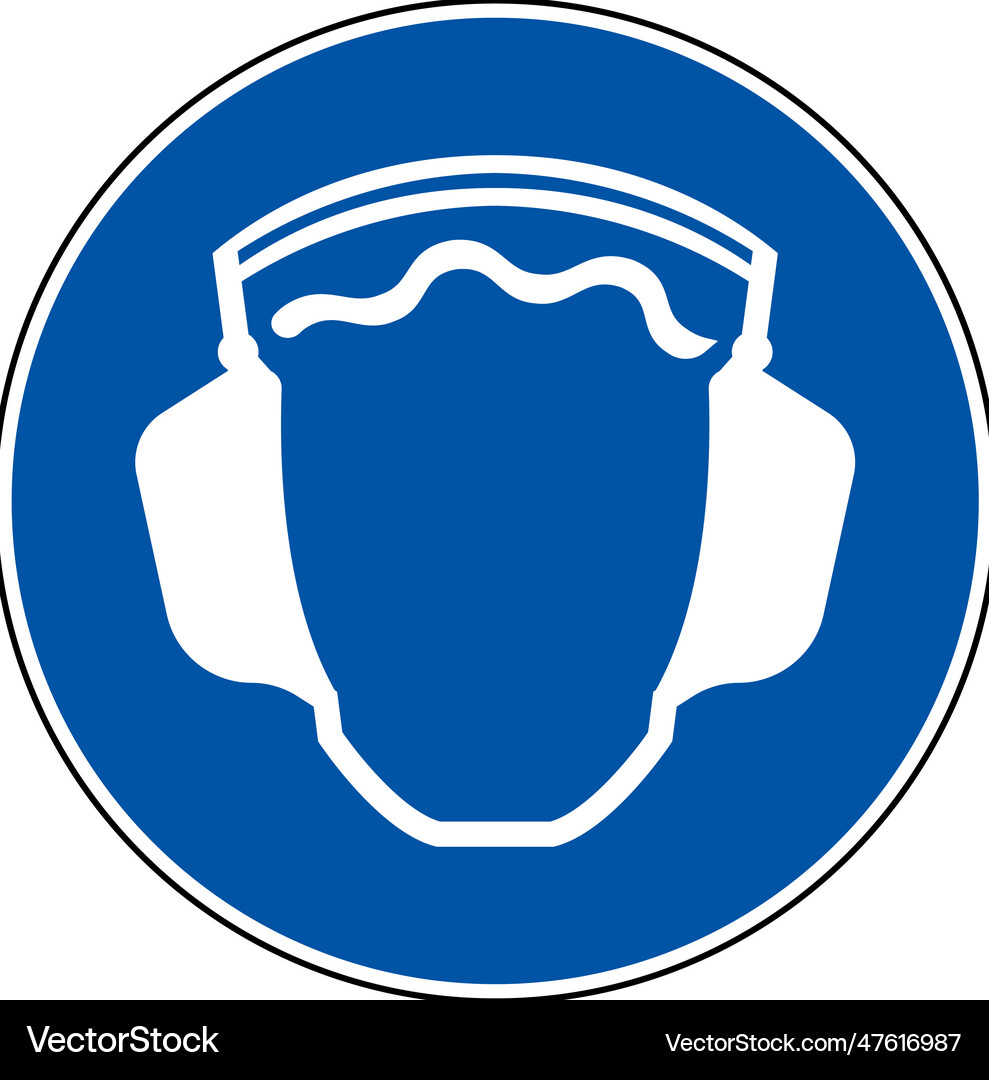 Hearing protection symbol floor sign Royalty Free Vector