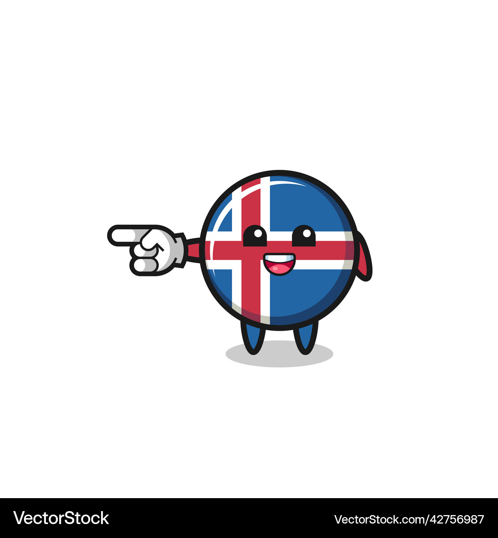 Iceland flag cartoon with pointing left gesture Vector Image