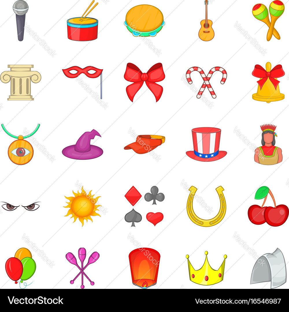 Joy icons set cartoon style Royalty Free Vector Image