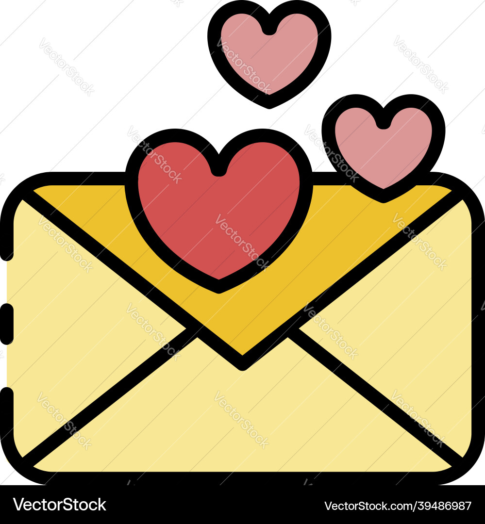 Love message icon color outline Royalty Free Vector Image