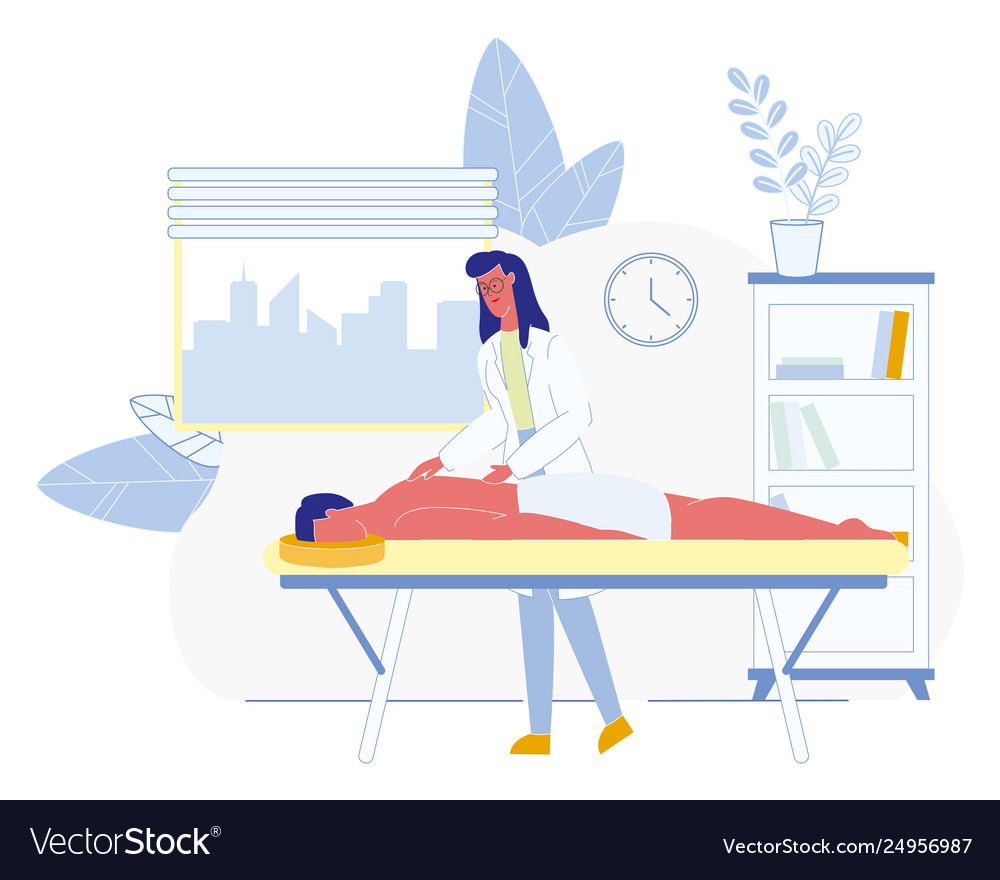 Masseur Massaging Patient In Clinic Room Vector Image