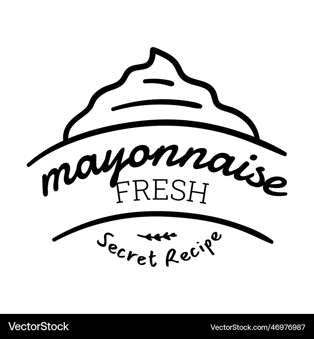 Mayonnaise typography sign thin line badge label Vector Image