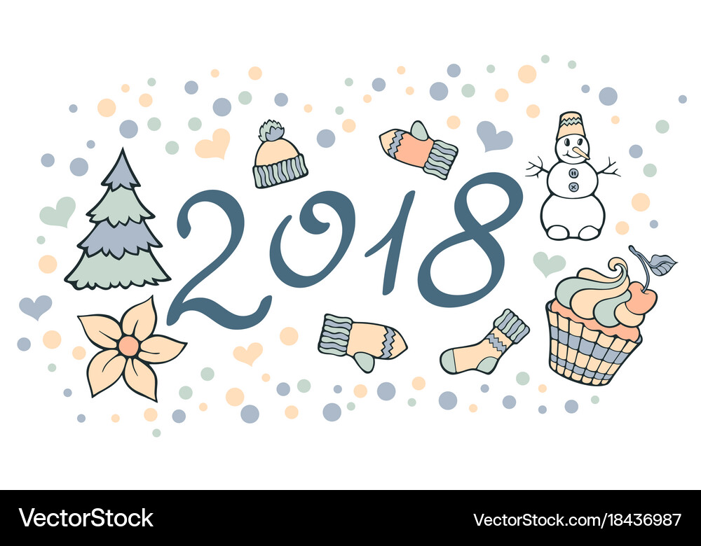 Modern funny lettering 2018 color hand drawing Vector Image