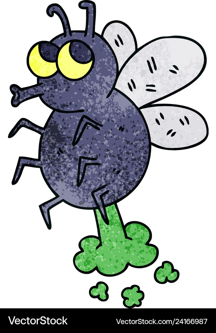 Quirky hand drawn cartoon fly Royalty Free Vector Image
