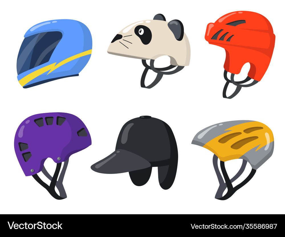 Sport helmets for riders and bikers Royalty Free Vector
