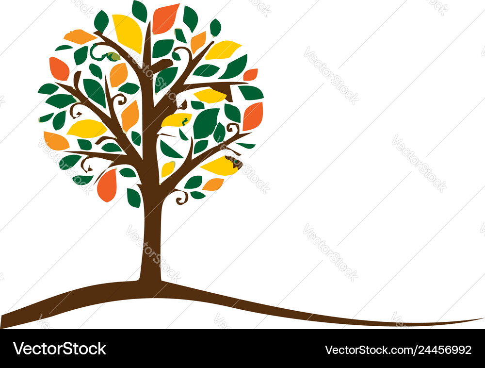 A tree with autumn foliage or color Royalty Free Vector