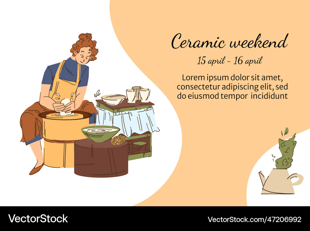 Banner of ceramic workshop with abstract shapes Vector Image