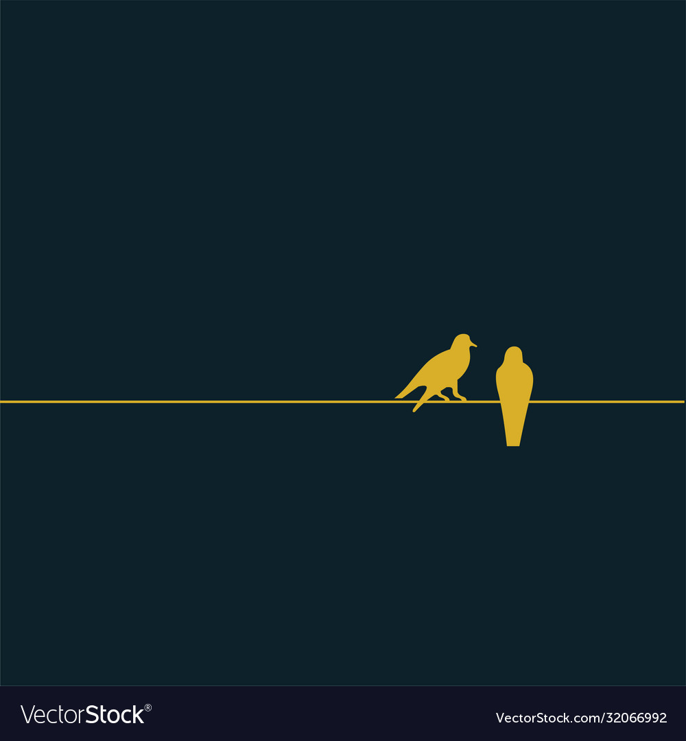 Birds sitting on string flat Royalty Free Vector Image