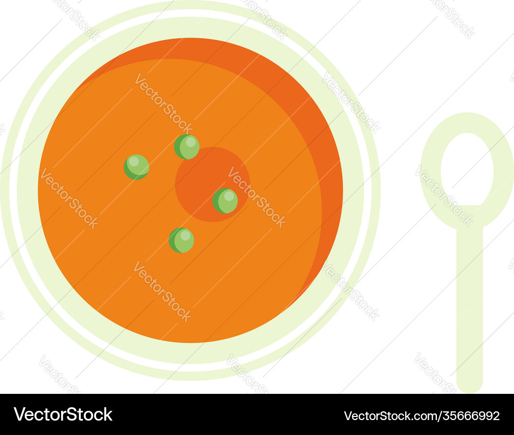 Bowl soup with spoon on a white background Vector Image