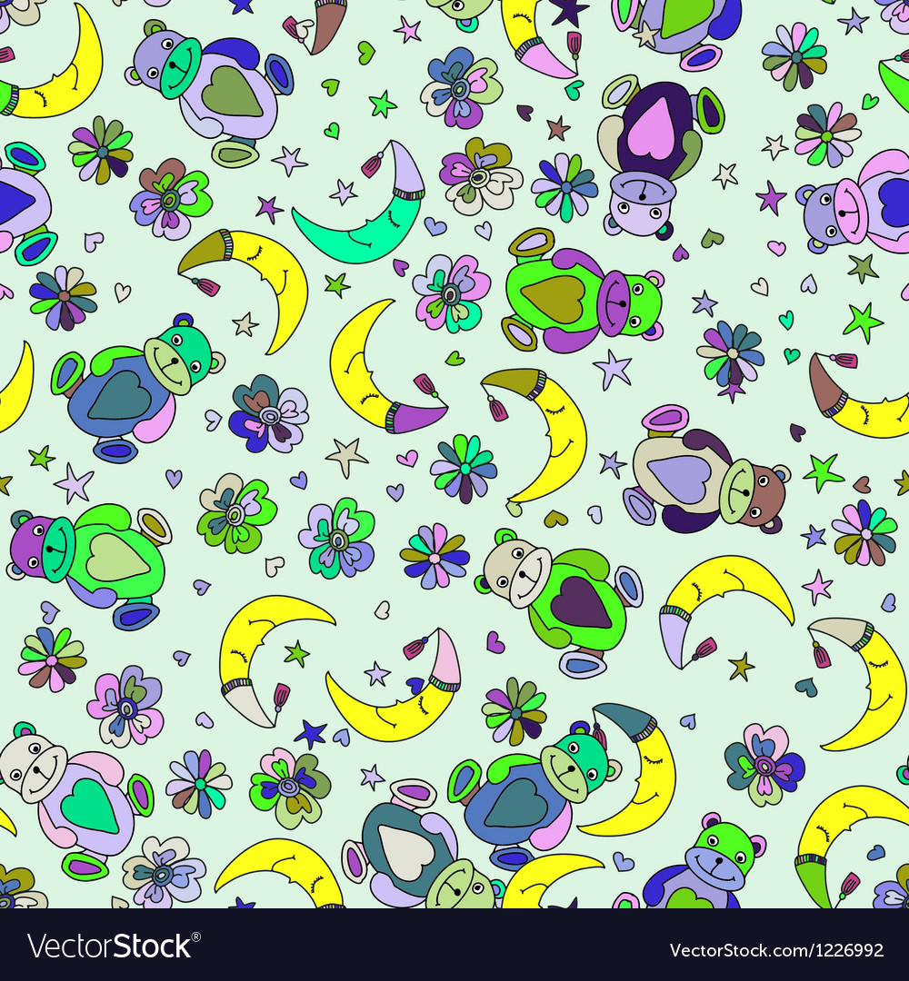 Children night theme pattern Royalty Free Vector Image