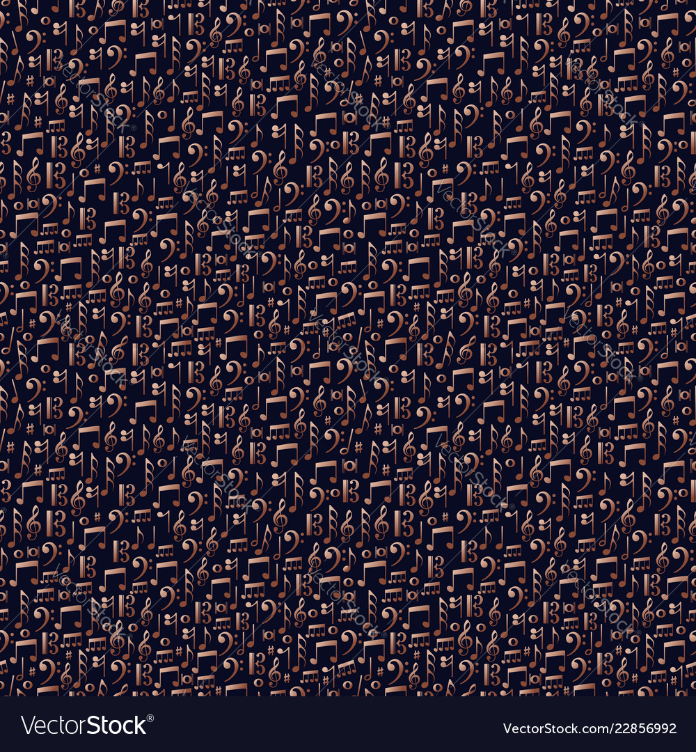 Copper music notes seamless pattern background Vector Image