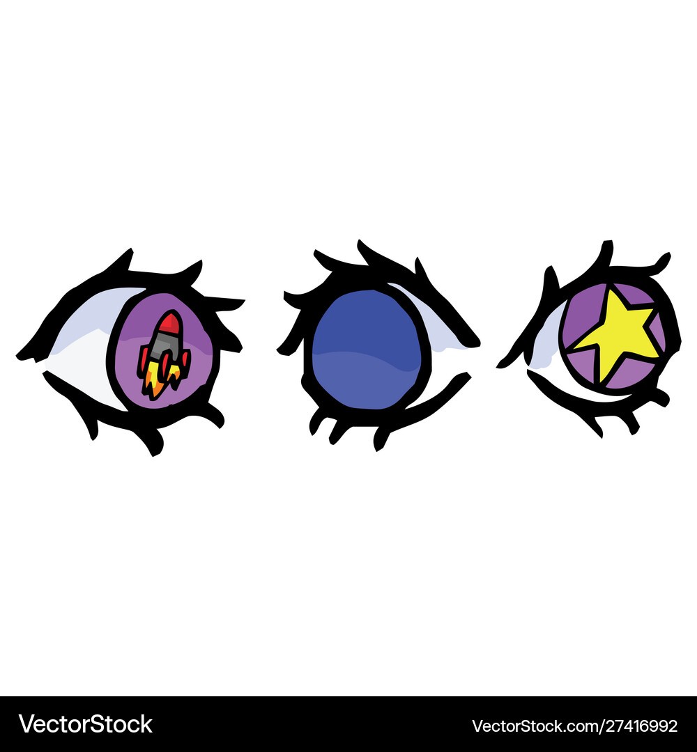 Cute hand drawn galaxy eye space Royalty Free Vector Image
