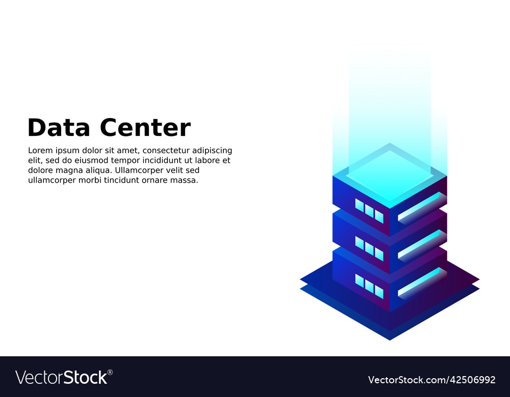 Datacenter isometric abstract 3d hosting server Vector Image