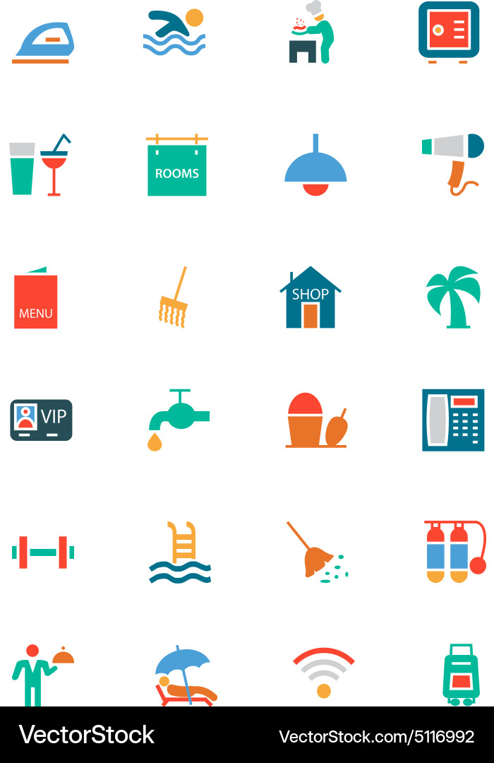 Hotel and restaurant colored icons 2 Royalty Free Vector