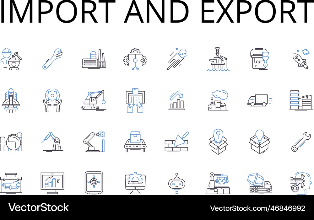 Import and export line icons collection trade Vector Image