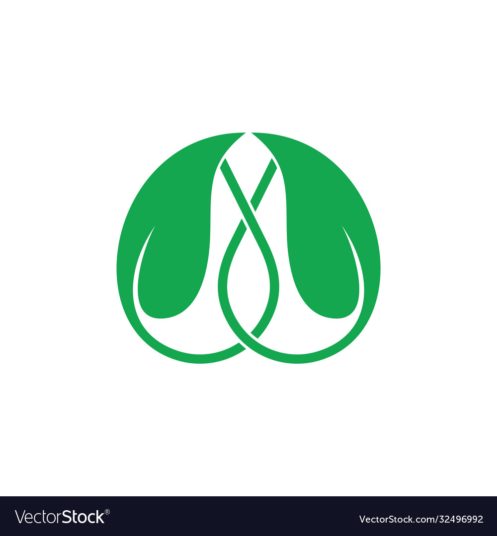 Linked leaf flat monogram logo Royalty Free Vector Image