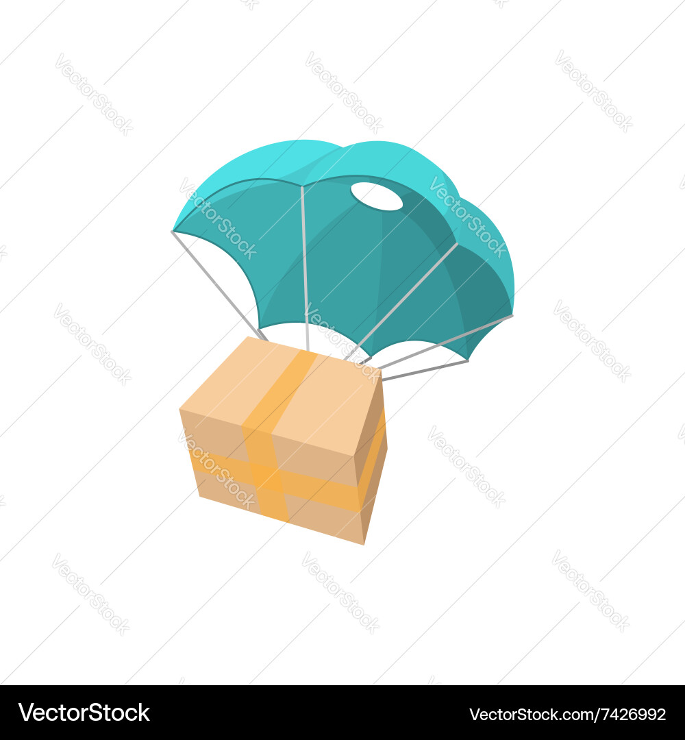 Package with parachute cartoon icon Royalty Free Vector