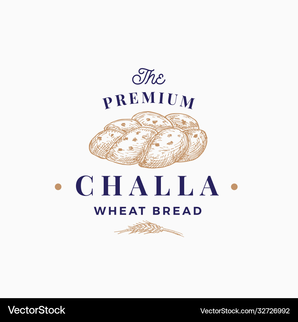 Premium challa bread abstract sign symbol or logo Vector Image
