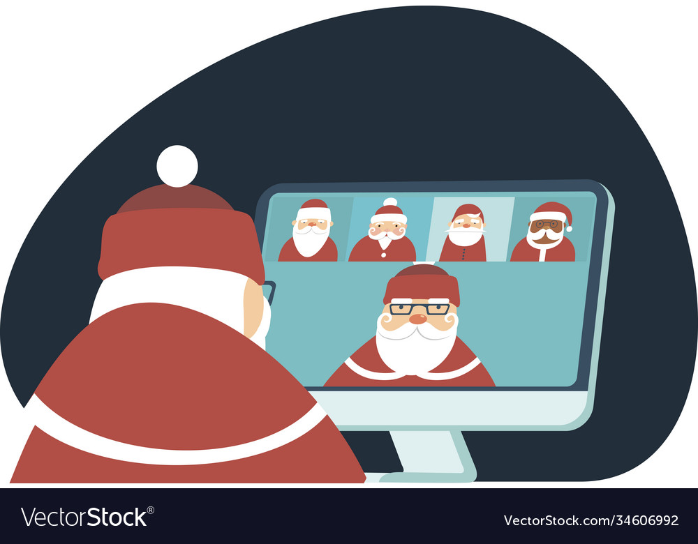 Santa Has Conference Video Call With Colleagues Vector Image santa-has-conference-video-call-with-colleagues-vector-image