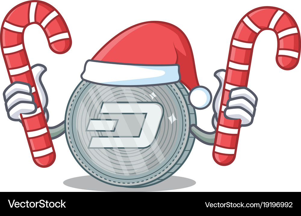 Santa with candy dash coin character cartoon Vector Image