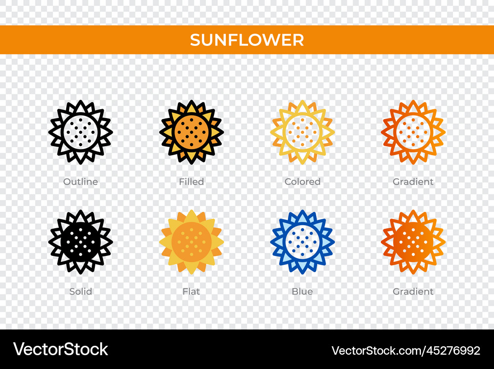 Sunflower icon in different style icons Royalty Free Vector