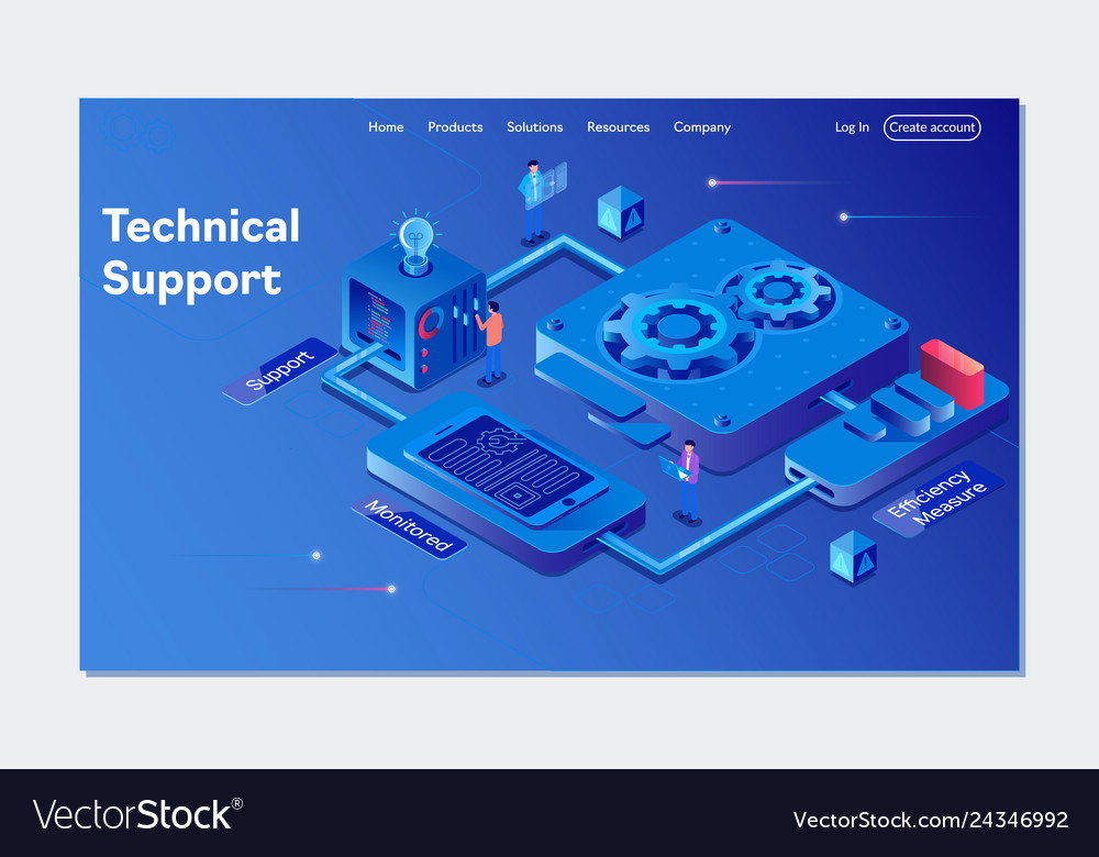Technical support a man interacts Royalty Free Vector Image