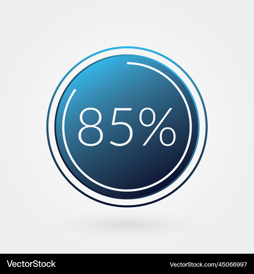 85 percent circle chart isolated symbol blue Vector Image