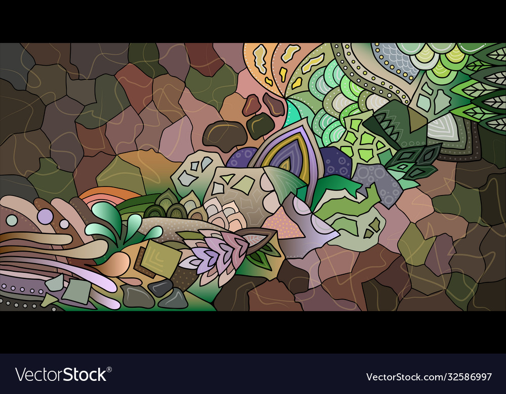 Abstract color pattern with floral and natural ele