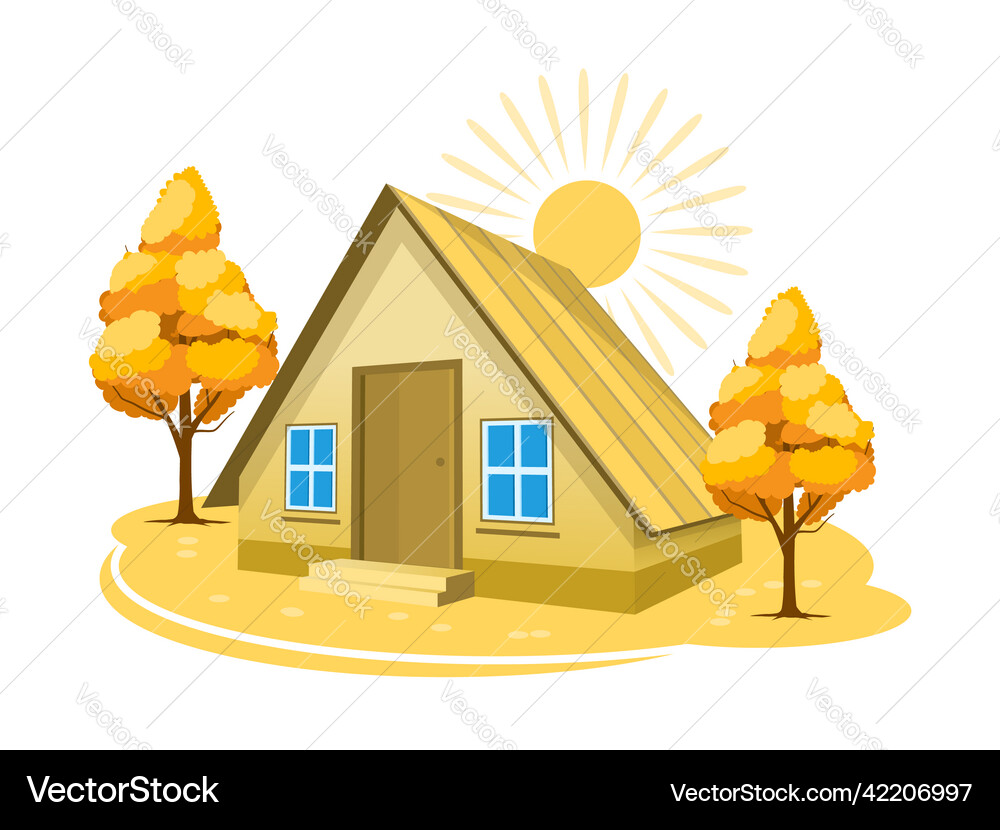 Autumn landscape house surrounded by trees Vector Image