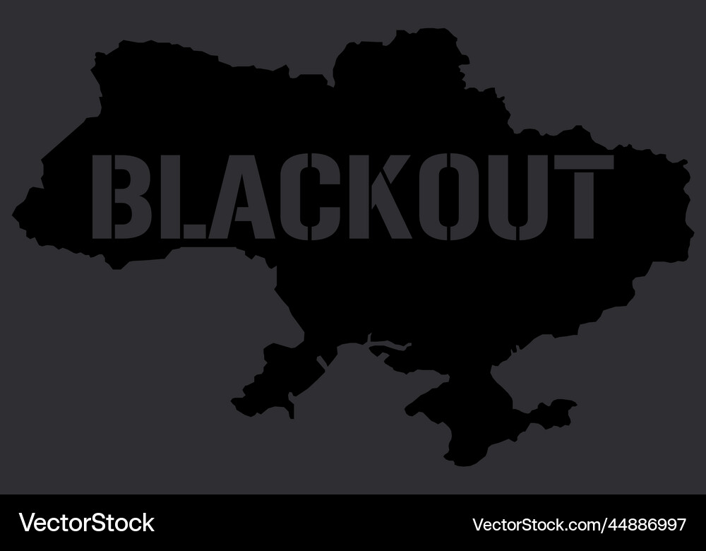 Blackout concept - black ukraine map with dark Vector Image