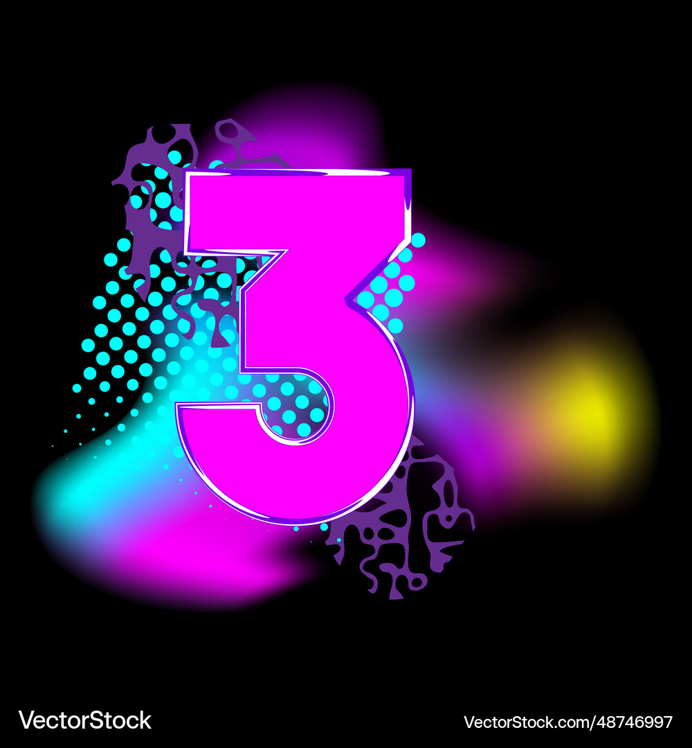 Colorful gradient halftone number 3 anniversary Vector Image