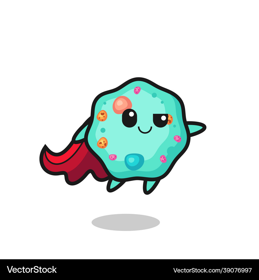 Cute amoeba superhero character is flying Vector Image