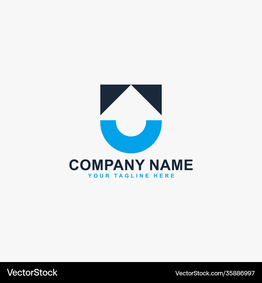 Home and letter u logo design Royalty Free Vector Image