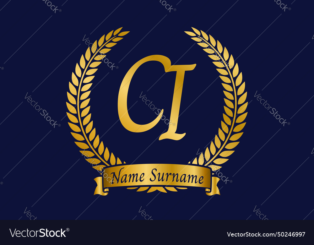 Initial letter c and i ci monogram logo design Vector Image