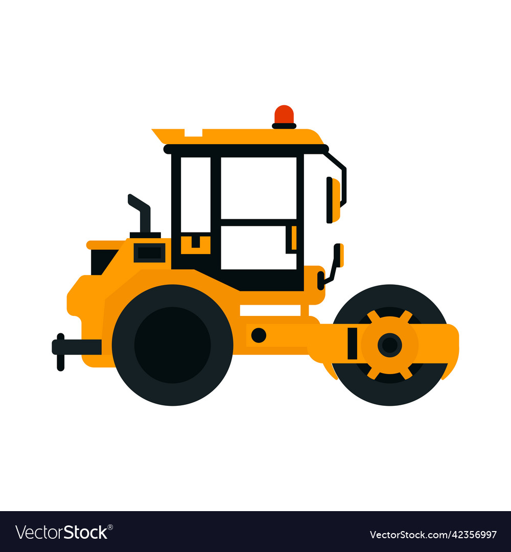 Road roller construction machine Royalty Free Vector Image