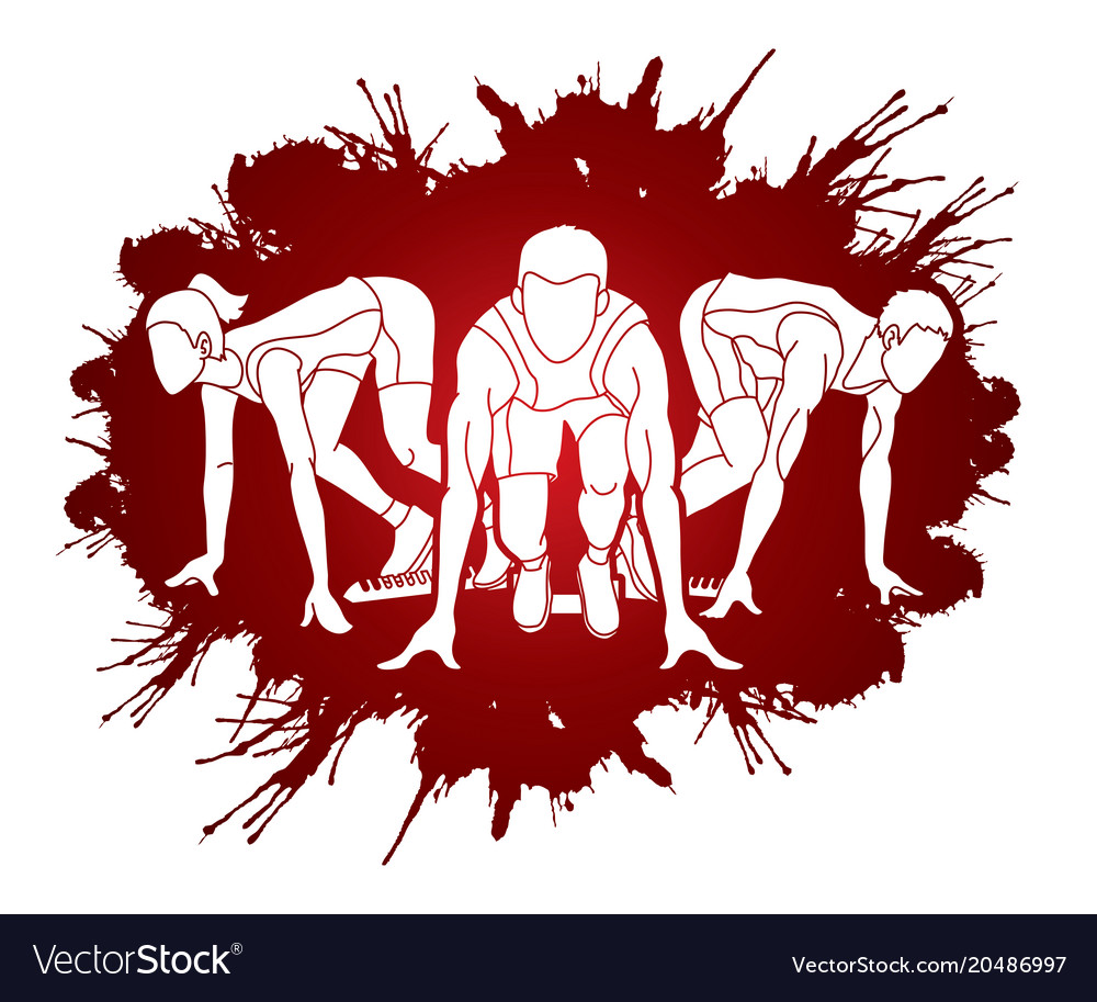 Start running sprinter prepare action Royalty Free Vector