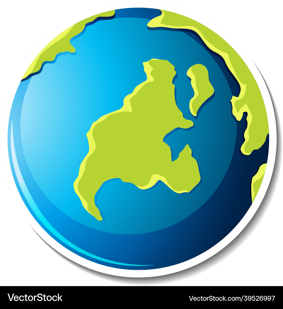 Sticker template with earth planet isolated Vector Image