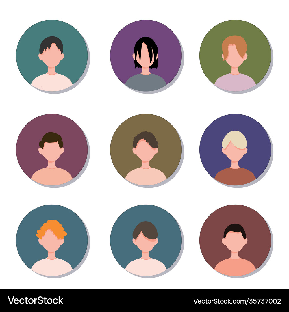 Avatar profile icons set male without face Vector Image