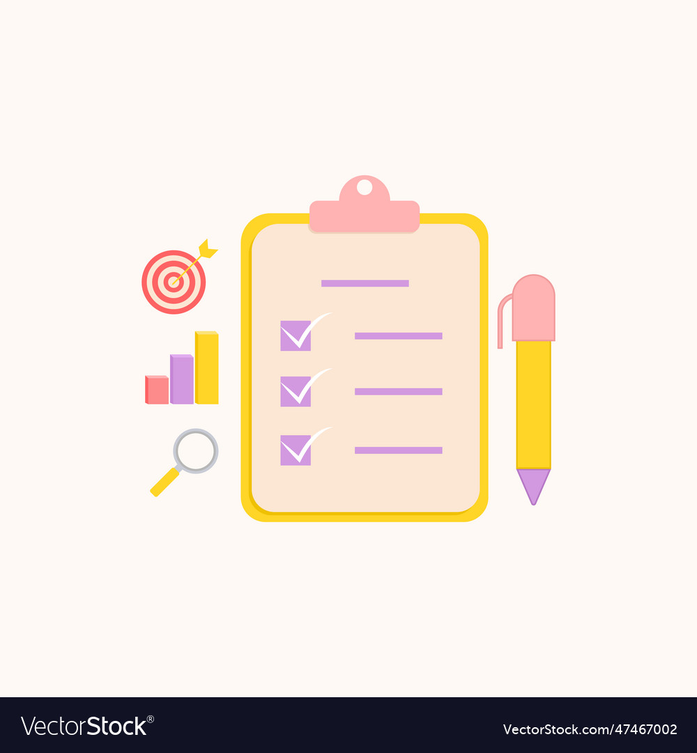 Document icon paper sheet checklist business Vector Image