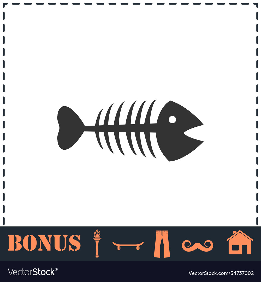 Fishbone icon flat Royalty Free Vector Image - VectorStock