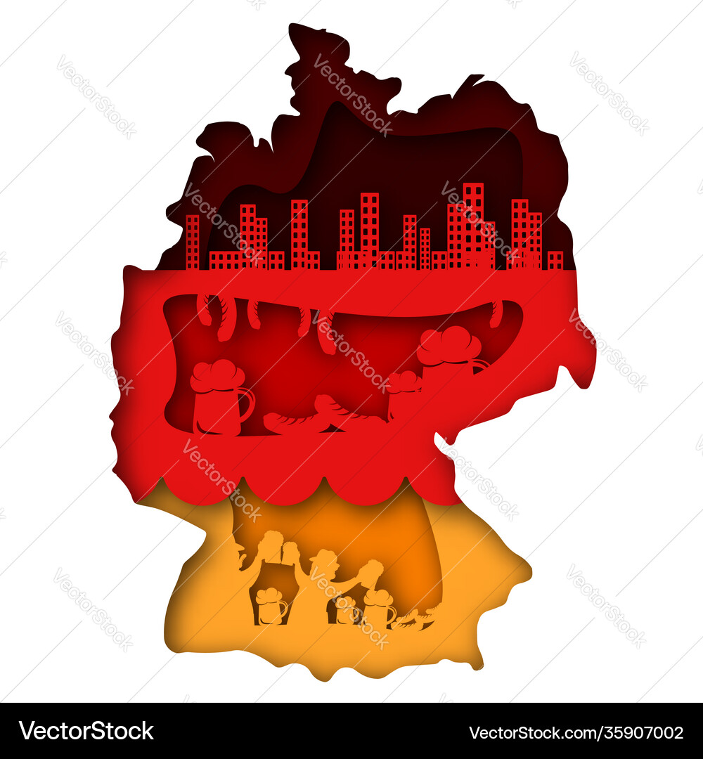 Garmany in paper art style digital Royalty Free Vector Image