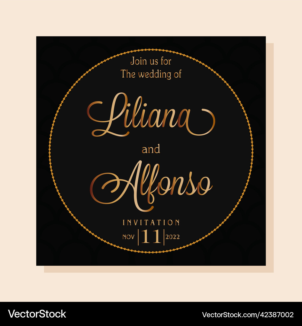 Isolated black line names wedding invitation Vector Image