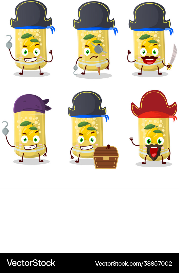 Lemon soda can with various pirates emoticons Vector Image